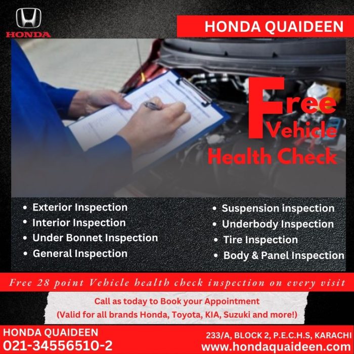 Free Vehicle Health Check – Honda Quaideen